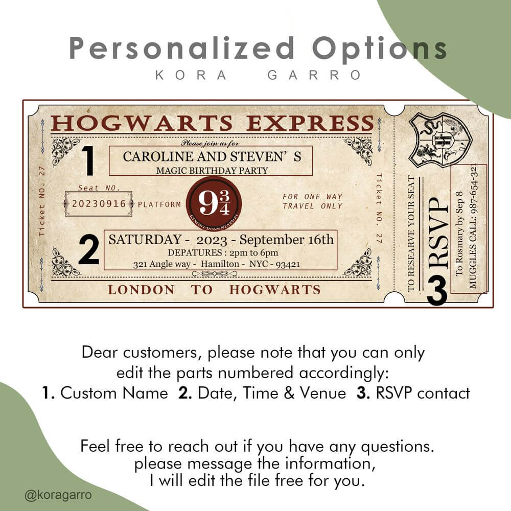 Editable Hogwarts Ticket -Digital download | KoraGarro